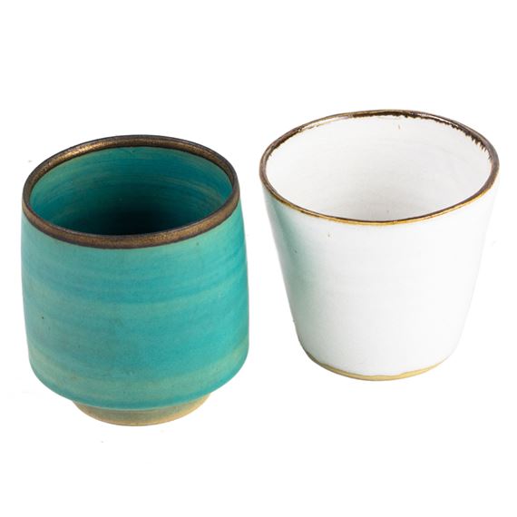 Lucie Rie | Two Lucie Rie Style Pottery Sake Cups | MutualArt
