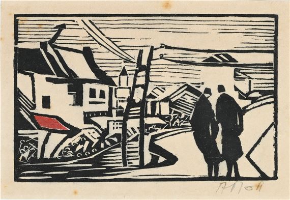 Alexandre Noll | Paysage aux promeneurs (1917 - 1920) | MutualArt