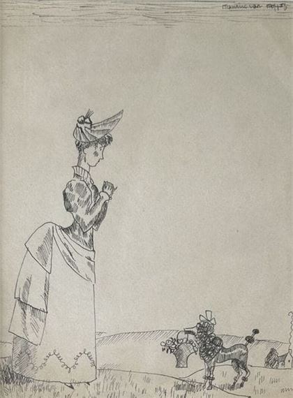 Maurice Van Moppes | Dog carrying an elegant woman's basket | MutualArt