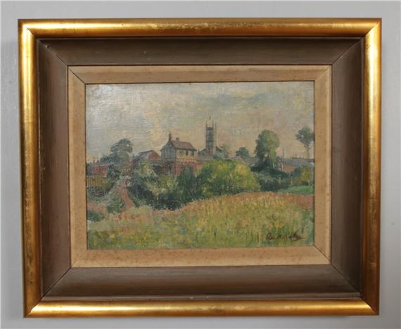 Harry Rutherford | rural landscape scene with buildings to the ...