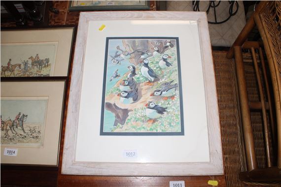 Peter Partington | watercolour study of puffins | MutualArt