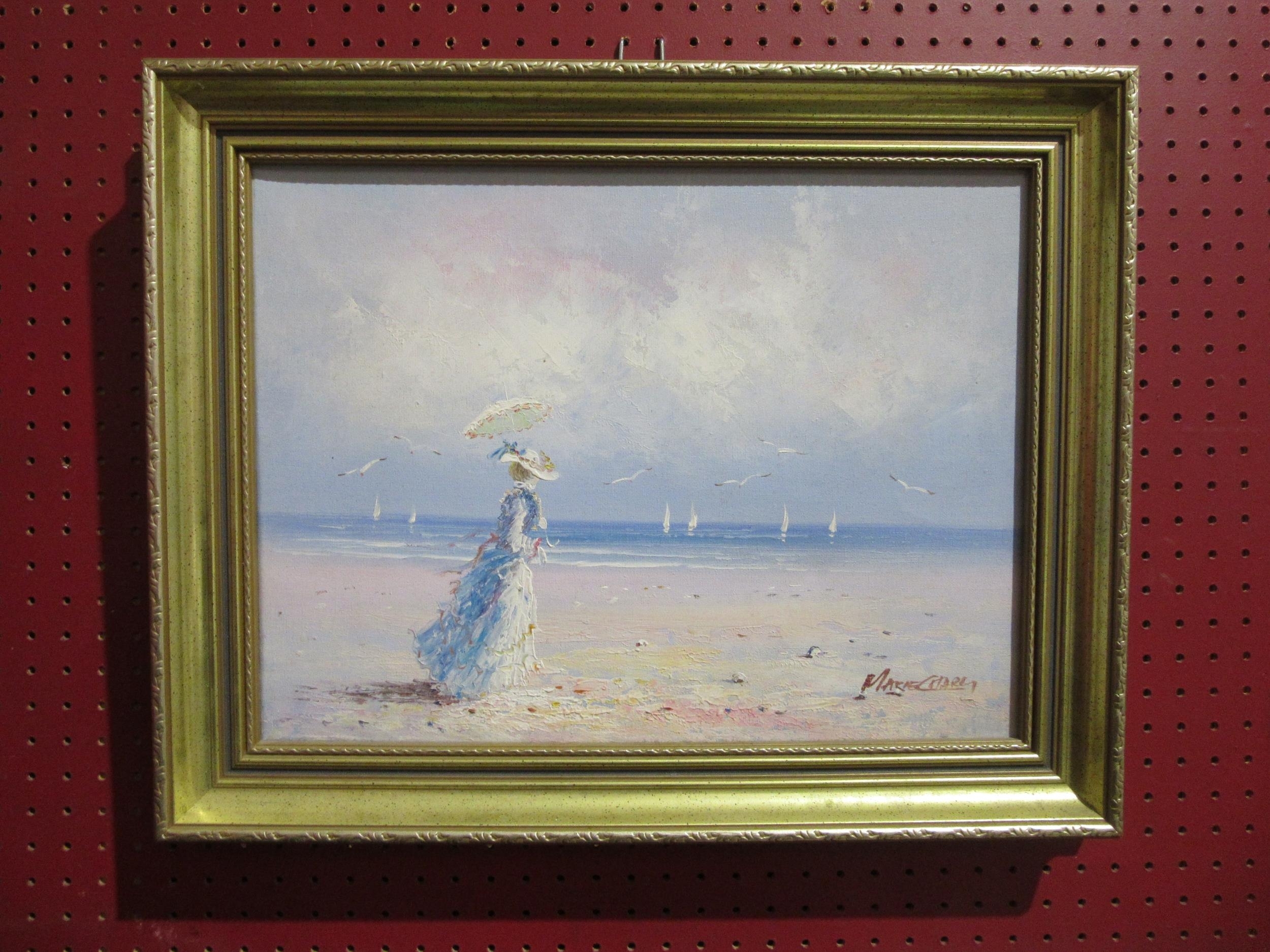 Marie Charlot | An impressionist oil on canvas of a woman on a beach ...