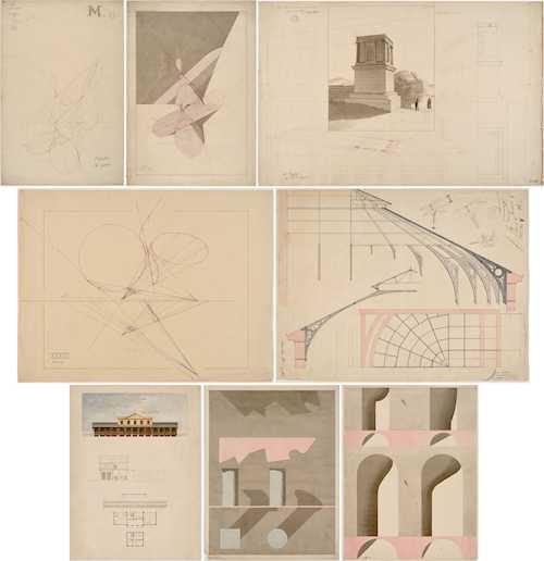 Henri Frédéric Vaucher | Lot of nine architectural drawings (1856 ...