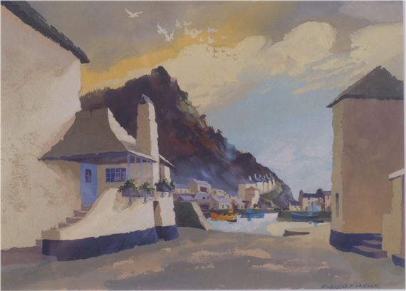 Frederick T.W. Cook | Cornish fishing village | MutualArt