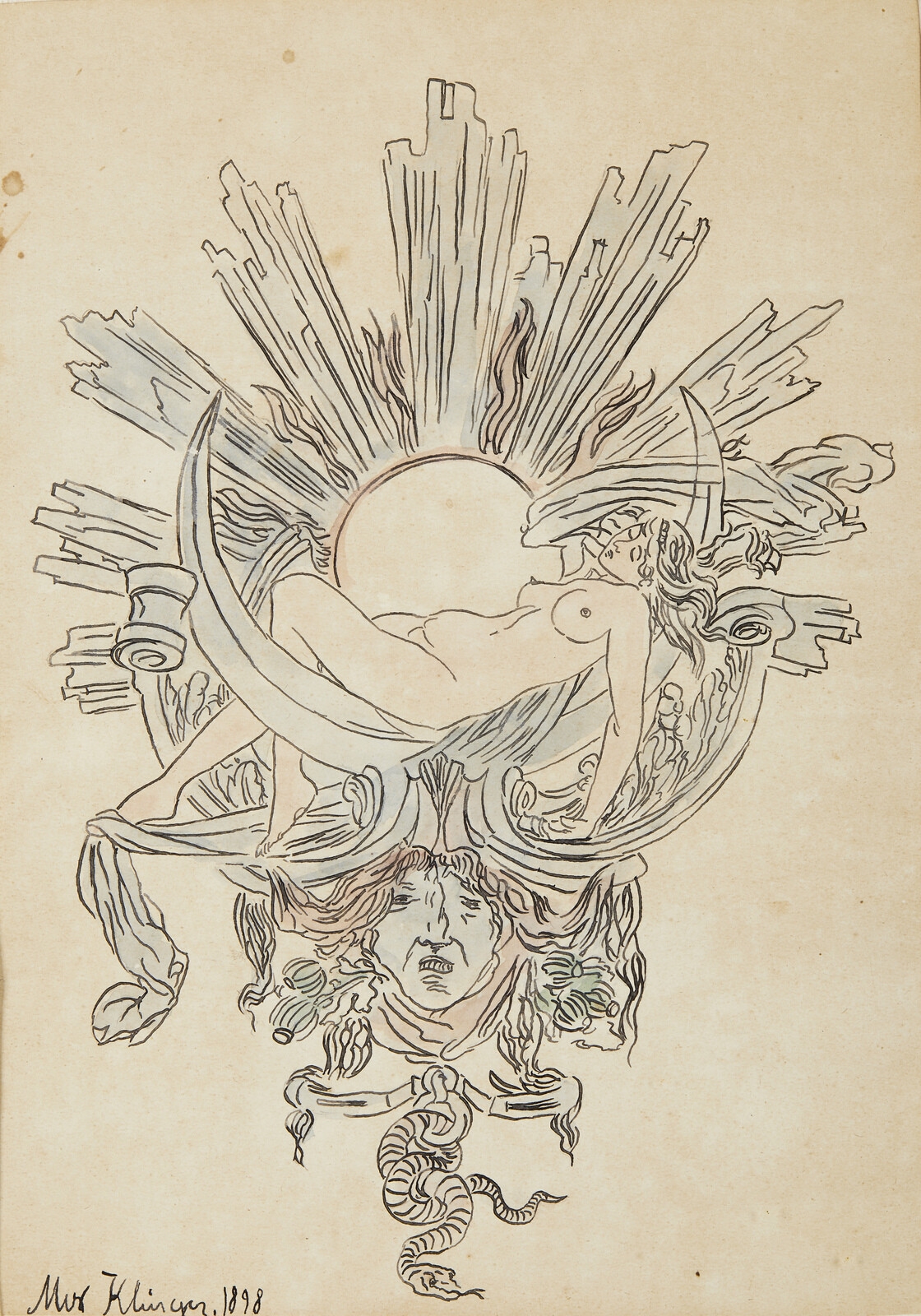 Otto Rieth | Female figure on a crescent moon | MutualArt