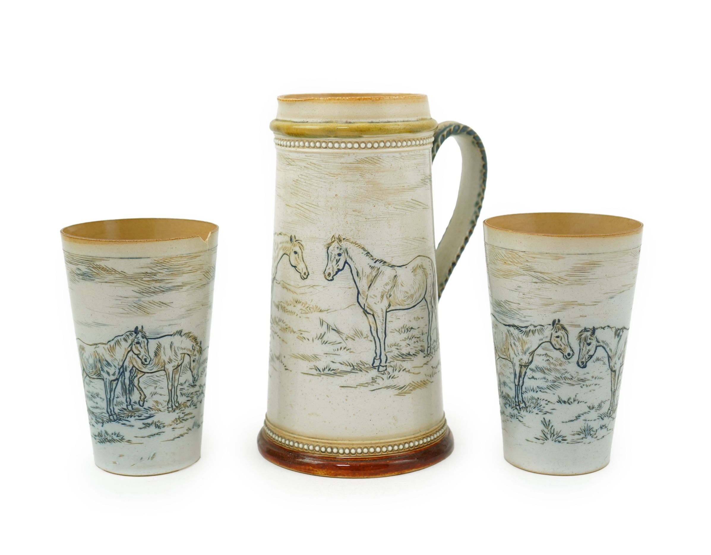 Hannah Bolton‏ Barlow | A Stoneware Lemonade jug and two beakers (1877 ...