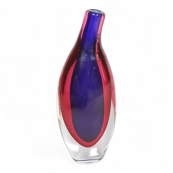 Ernest Gordon | glass vase in double sommerso blue and red | MutualArt