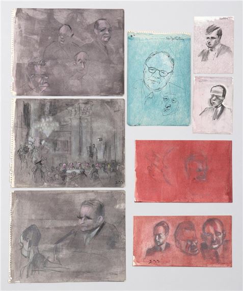 Howard Warshaw | Collection of Army-McCarthy Hearing Courtroom Sketches ...