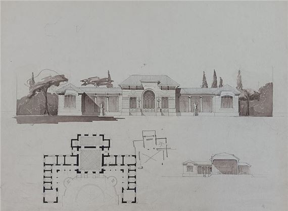 Michel Cuminal | Bâtiment et bâtiment en coupe (Circa 1918) | MutualArt