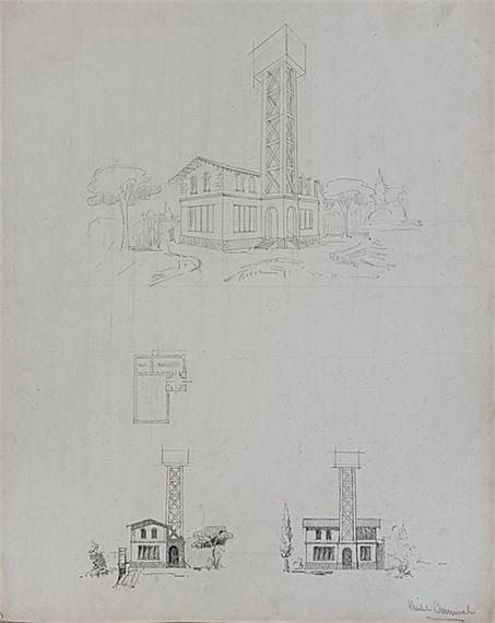 Michel Cuminal | Bâtiment et bâtiment en coupe (Circa 1918) | MutualArt