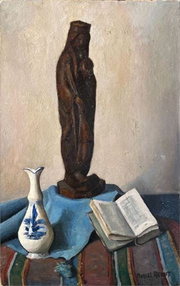 Marcel Renot | Still life with Virgin sculpture Landscape with pond ...