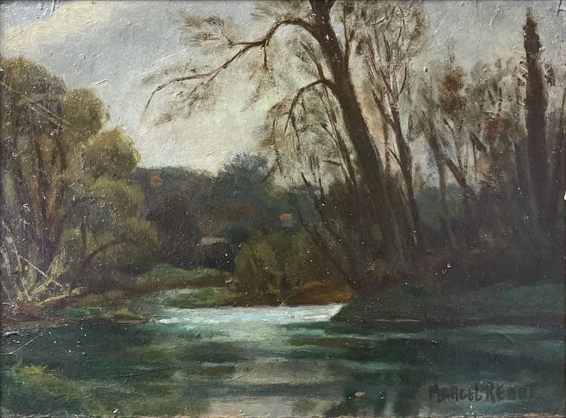Marcel Renot | Still life with Virgin sculpture Landscape with pond ...