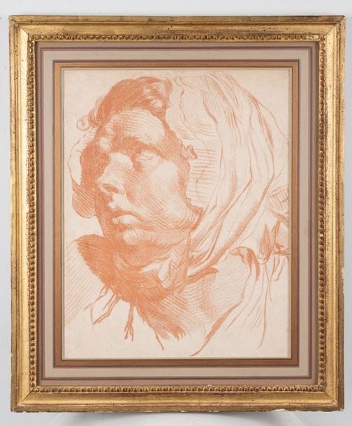 Jean-Baptiste Greuze | Portrait red chalk | MutualArt