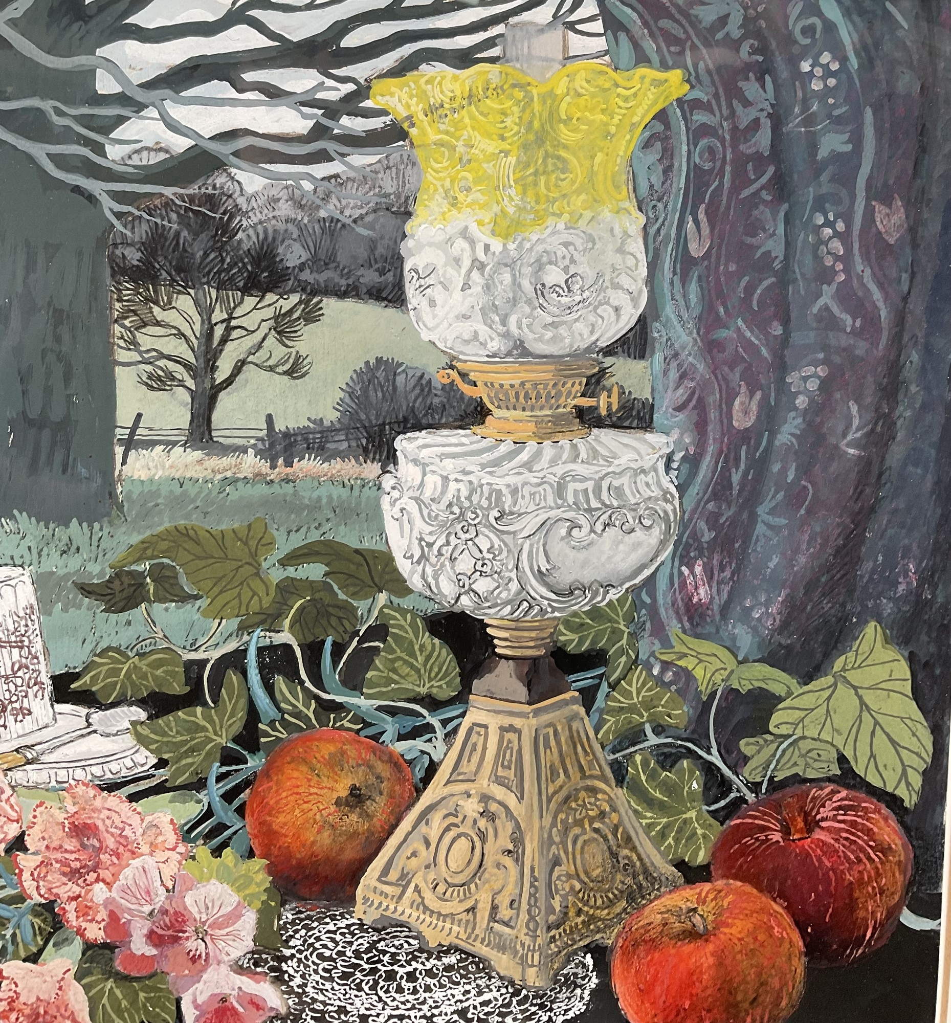 Dione Page | Still Life, Oil lamp and Cheese dome | MutualArt