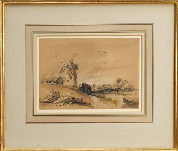 Henry Bright | Barge Horses before a Windmill | MutualArt