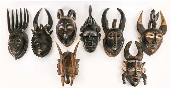 School African | 8 Elaborate Carved Horned African Masks | Compare ...