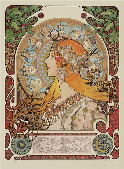 Alphonse Mucha | Zodiac, and others (a set of 5 reproduction prints ...