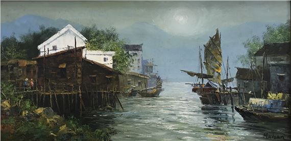 Dante Ruben | Oriental lakeside scene | MutualArt