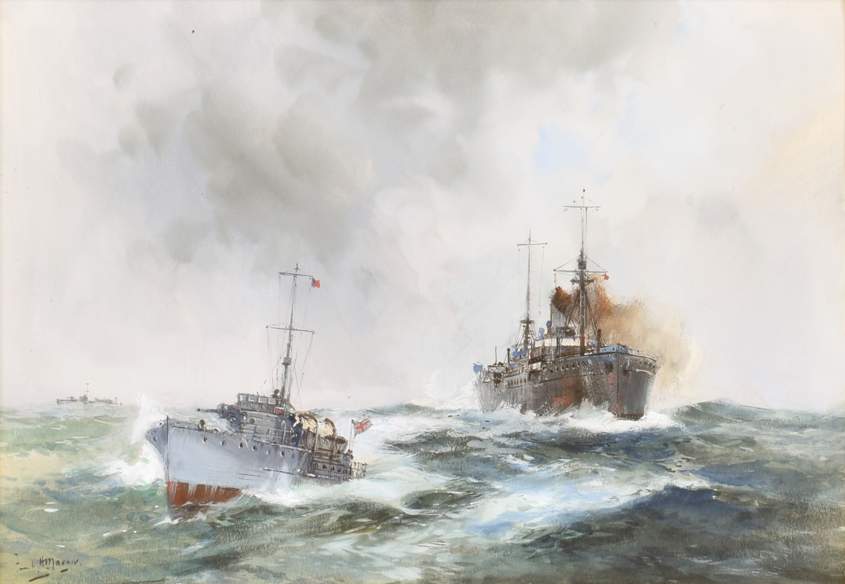 Frank Henry Mason | Ships on a stormy sea | MutualArt