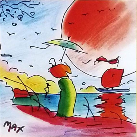 Peter Max | Umbrella At Sunset | MutualArt