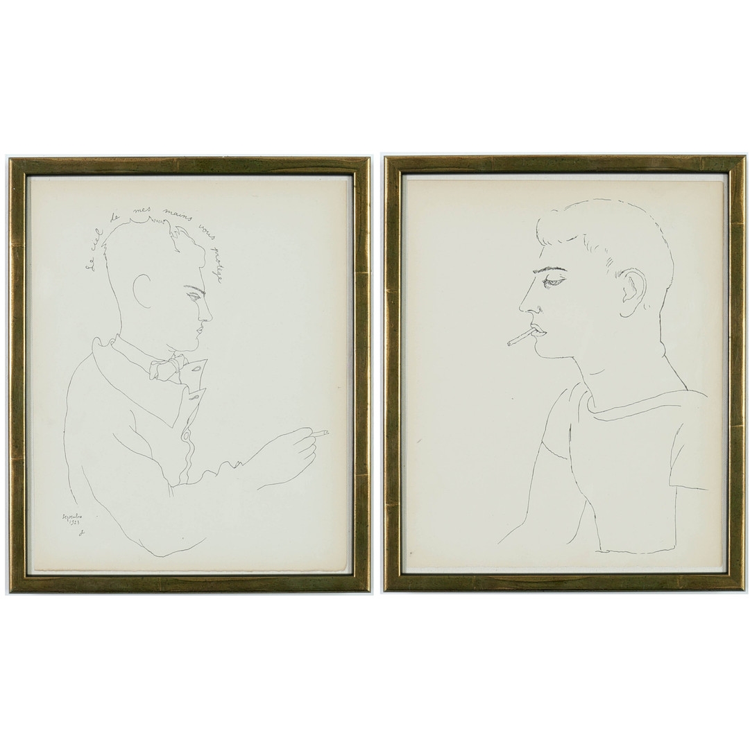 Cocteau Jean | SELF PORTRAIT OF COCTEAU SMOKING A CIGARETTE (1923 ...