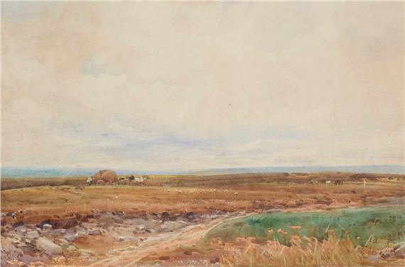 Claude Hayes | MOOR LANDSCAPE WITH HAY CART | MutualArt
