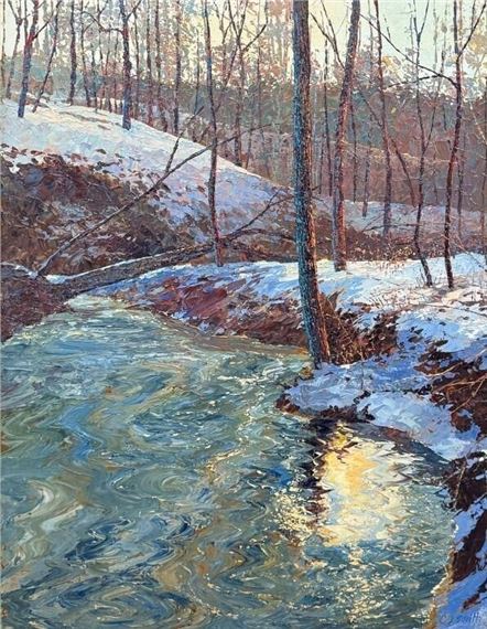 C.J. Smith | WINTER STREAM LANDSCAPE PAINTING | MutualArt