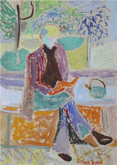 Pink Lutka | Homme à la lecture | Compare similar artworks | MutualArt