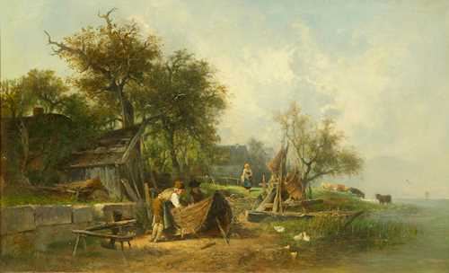 Kappis Albert | Farmhouse by a lake (1836 - 1914) | Artwork performance ...
