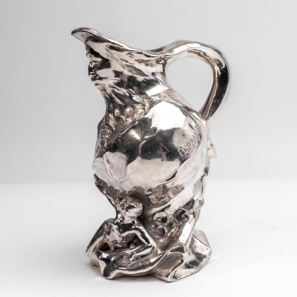 Ernest Justin Ferrand | SILVERED FIGURAL JUG AFTER ERNEST JUSTIN ...