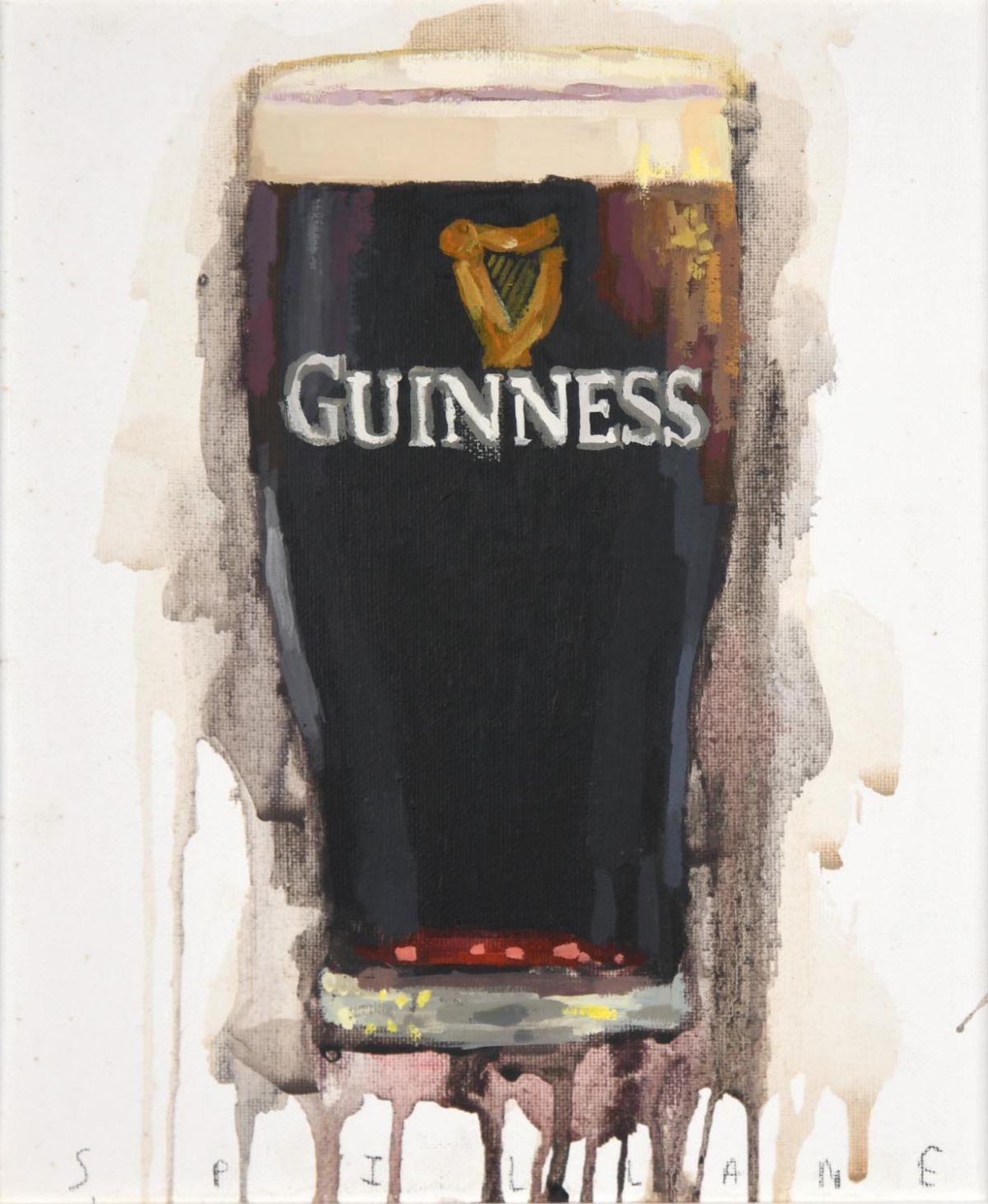 Spillane | A Pint of Guinness | Acrylic on Board | 29 x 24 cm | MutualArt