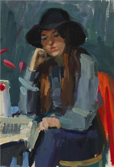 John Cunningham | WOMAN IN A BLACK HAT | MutualArt