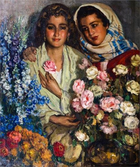 José Cruz Herrera | Portrait of two young Spanish women | MutualArt