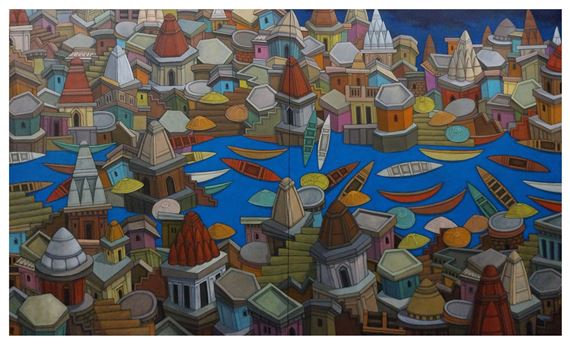 Jaydeep Ghosh | Ghats of Banaras 2(diptych) | MutualArt