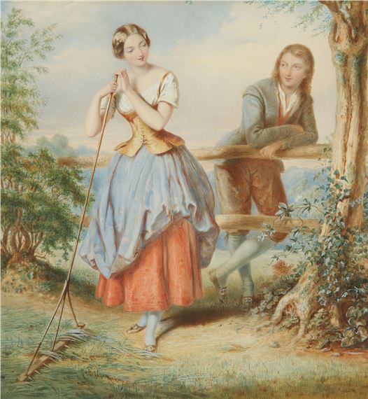 Joseph Bouvier | a couple in conversation in an outdoor setting | MutualArt