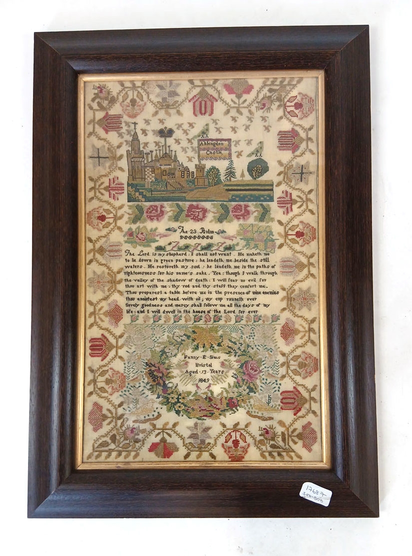 Fanny E Sims | Sampler including Abbingdon Castle and the 23rd Psalm ...