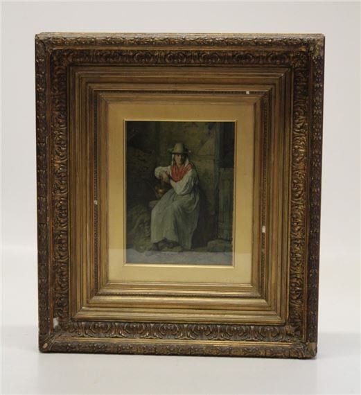 Jean Baptiste Madou | A lady farmworker seated by a stable door | MutualArt