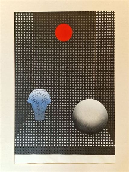 Yannis Maltezos | Composition with two red and white planets and an ...