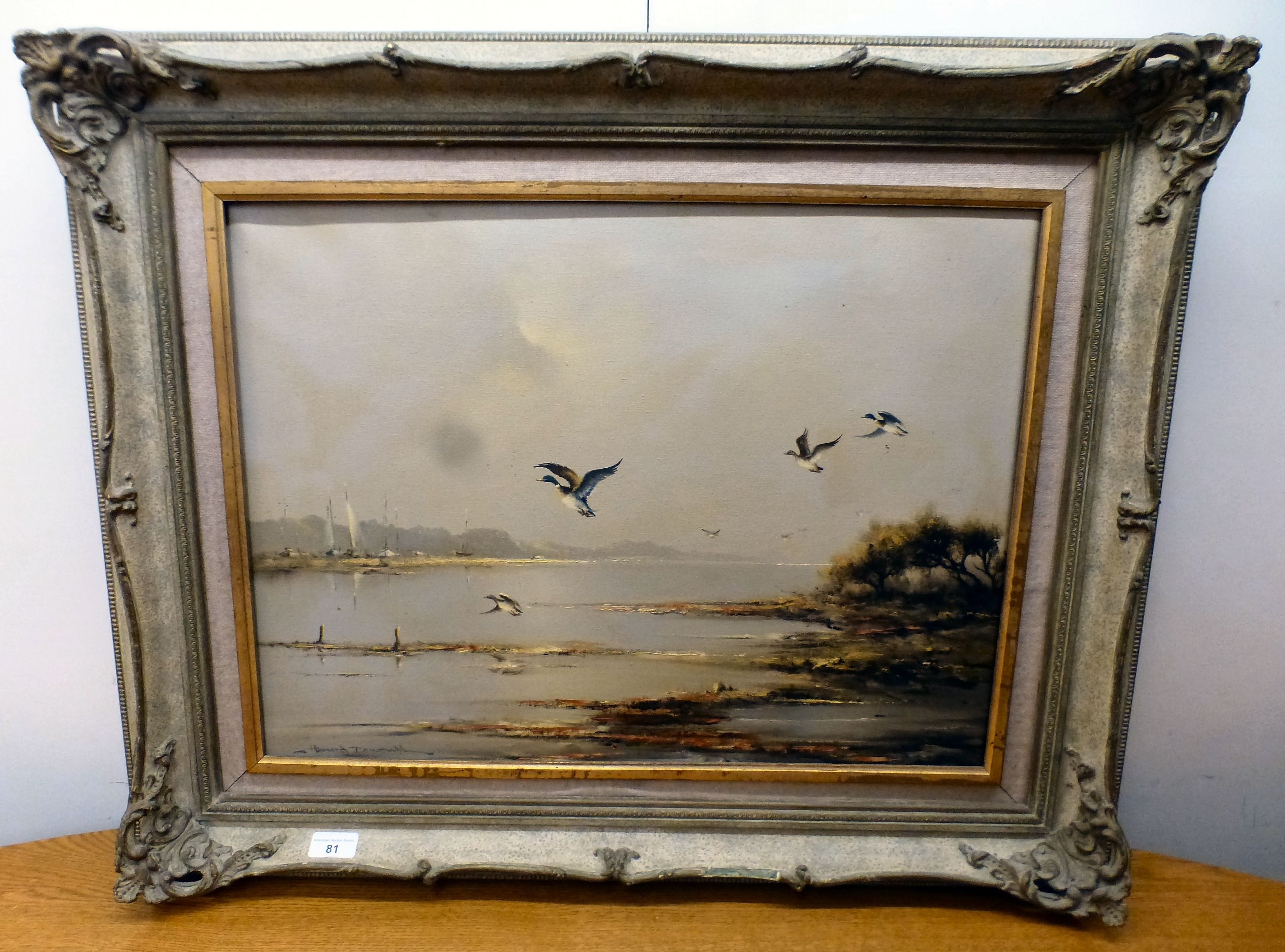 Howard Devonald | ducks in flight, over a lake | MutualArt