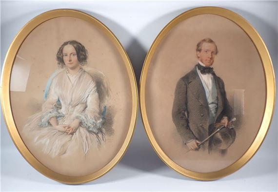 Sir John Gilbert | a pair of oval pastel portraits of Captain Henry ...