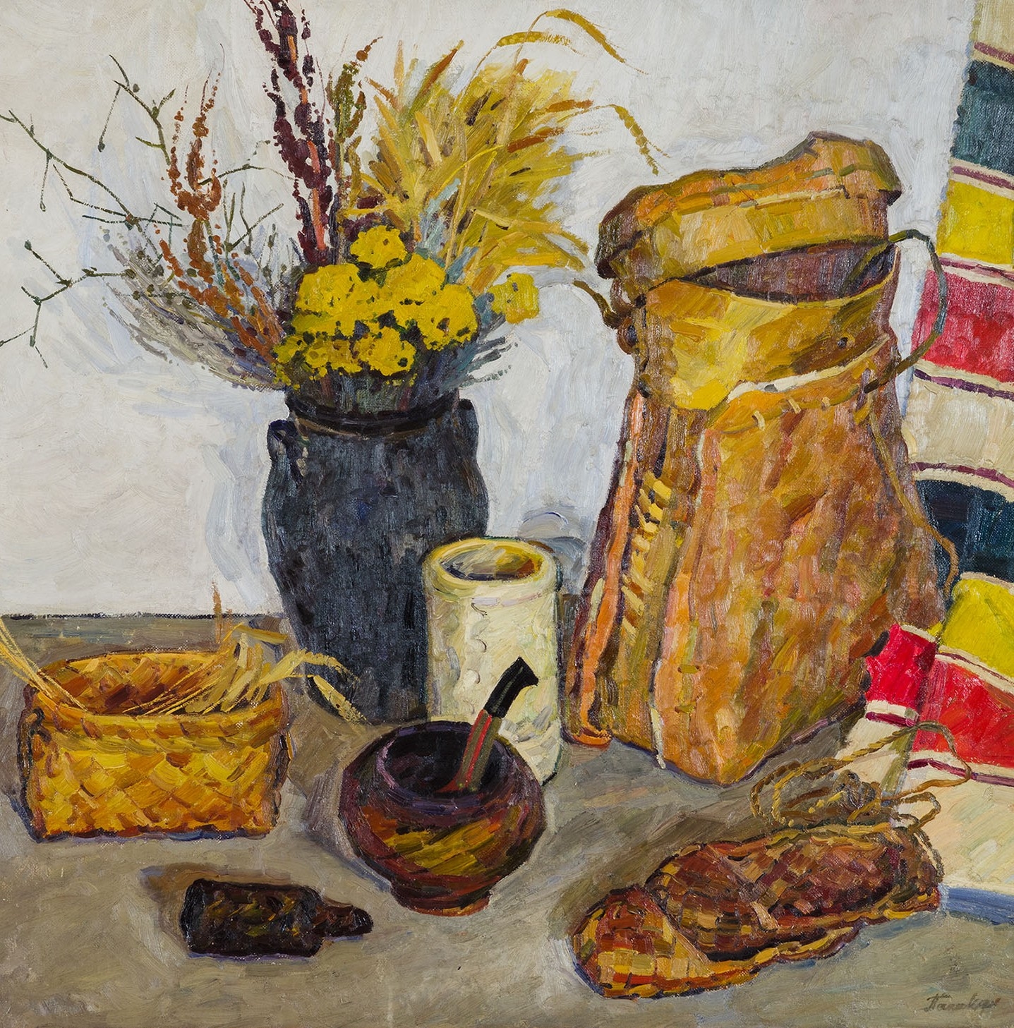 Albert Stepanovitch Papikian | Still life with dried flowers and a ...