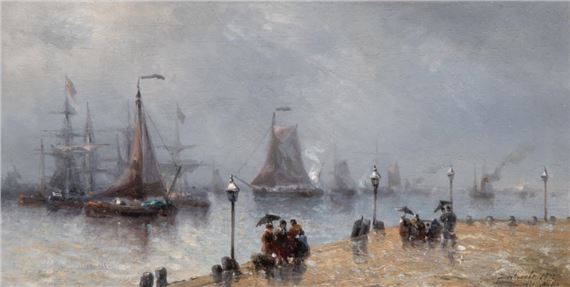 François-Étienne Musin | view of Dordrecht (1875) | MutualArt