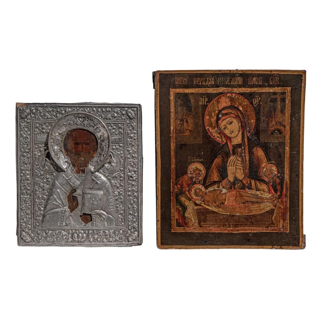 Russian School, 19th Century | Two Russian icons depicting the ...