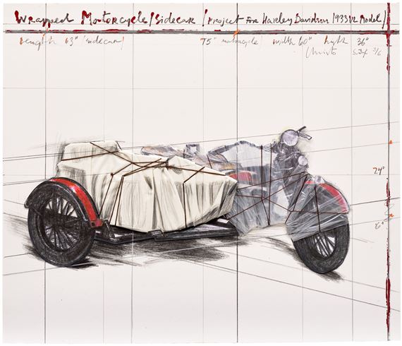 Christo | Wrapped Motorcycle/Side Car, Project for Harley Davidson 1933 ...