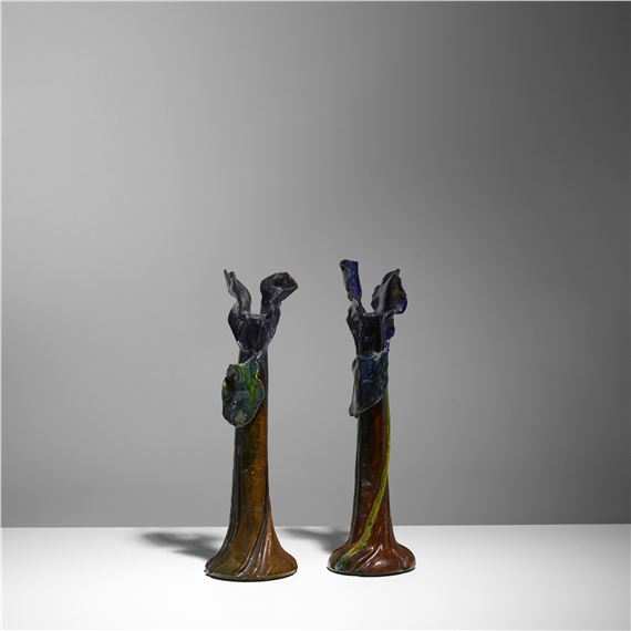 Arthur Craco | Pair of Candlestickscirca 1900glazed earthenware ...