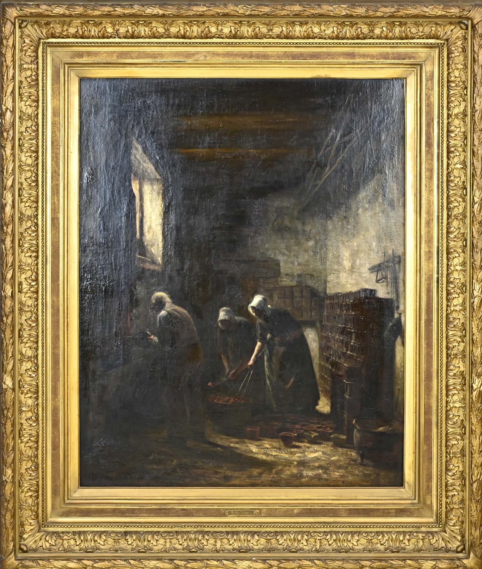 Gerke Henkes | Figuren stoken kachel aan (1844 - 1927) | MutualArt