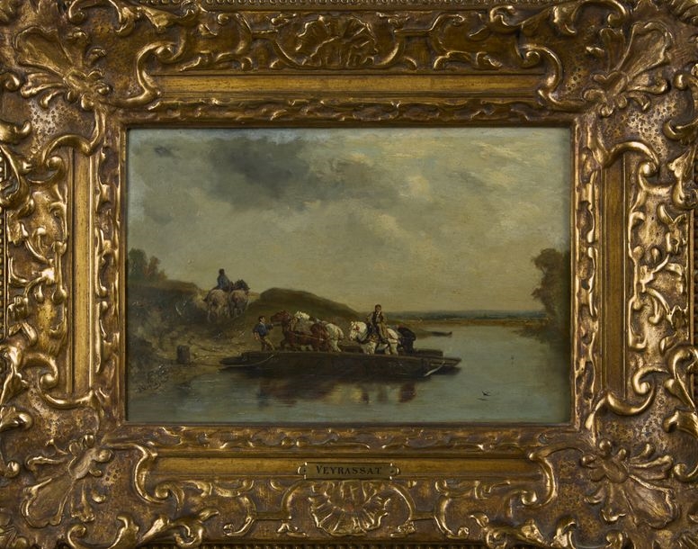 Jules Jacques Veyrassat | Horses on the ferry | MutualArt