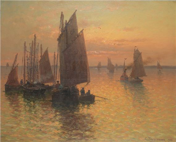 Louis Etienne Timmermans | Voiliers au crépuscule (1906) | MutualArt