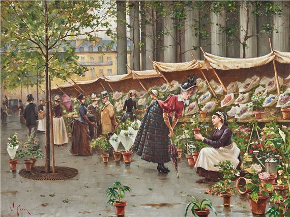 William Feron | Blomstermarknad i Paris | MutualArt