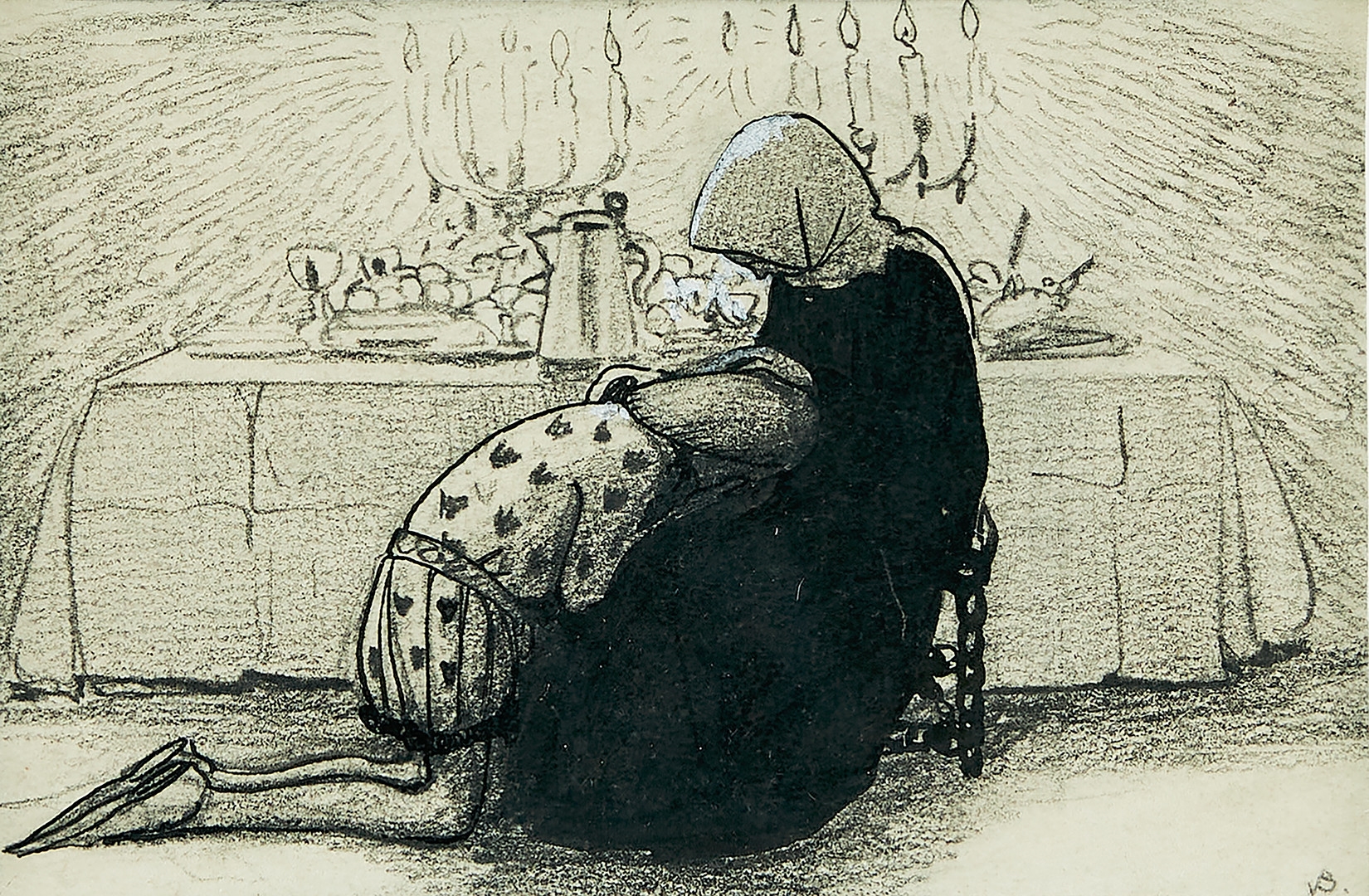 John Bauer | Han föll på knä och lade huvudet i hennes sköte | MutualArt